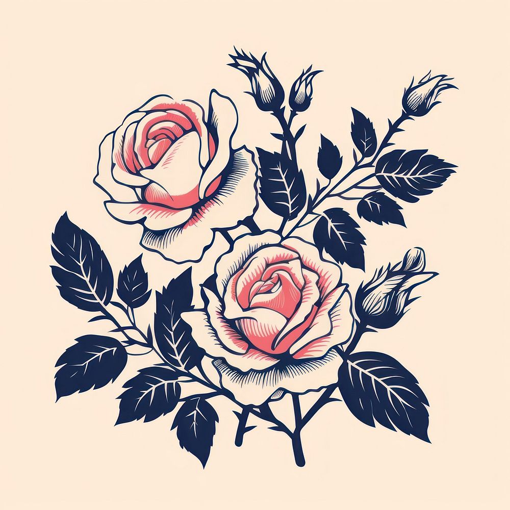 Rose pattern drawing flower. | Free Photo Illustration - rawpixel