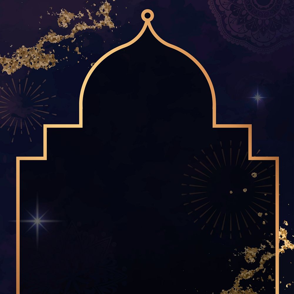 Blue mosque frame background, Diwali | Free Photo Illustration - rawpixel