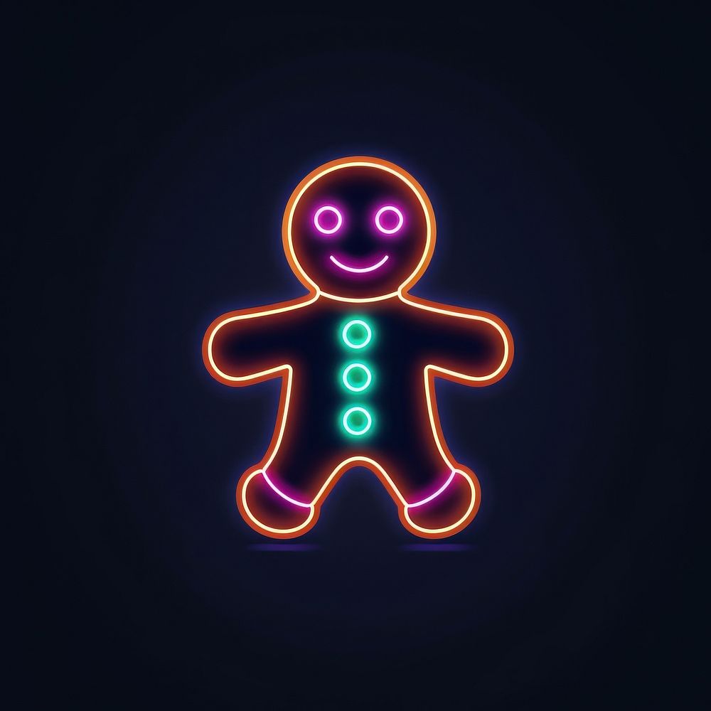 Gingerbread man icon neon purple | Free Photo Illustration - rawpixel