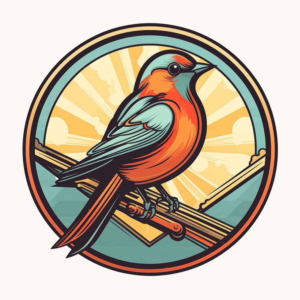 Bird robin perching cartoon. AI | Premium Photo Illustration - rawpixel