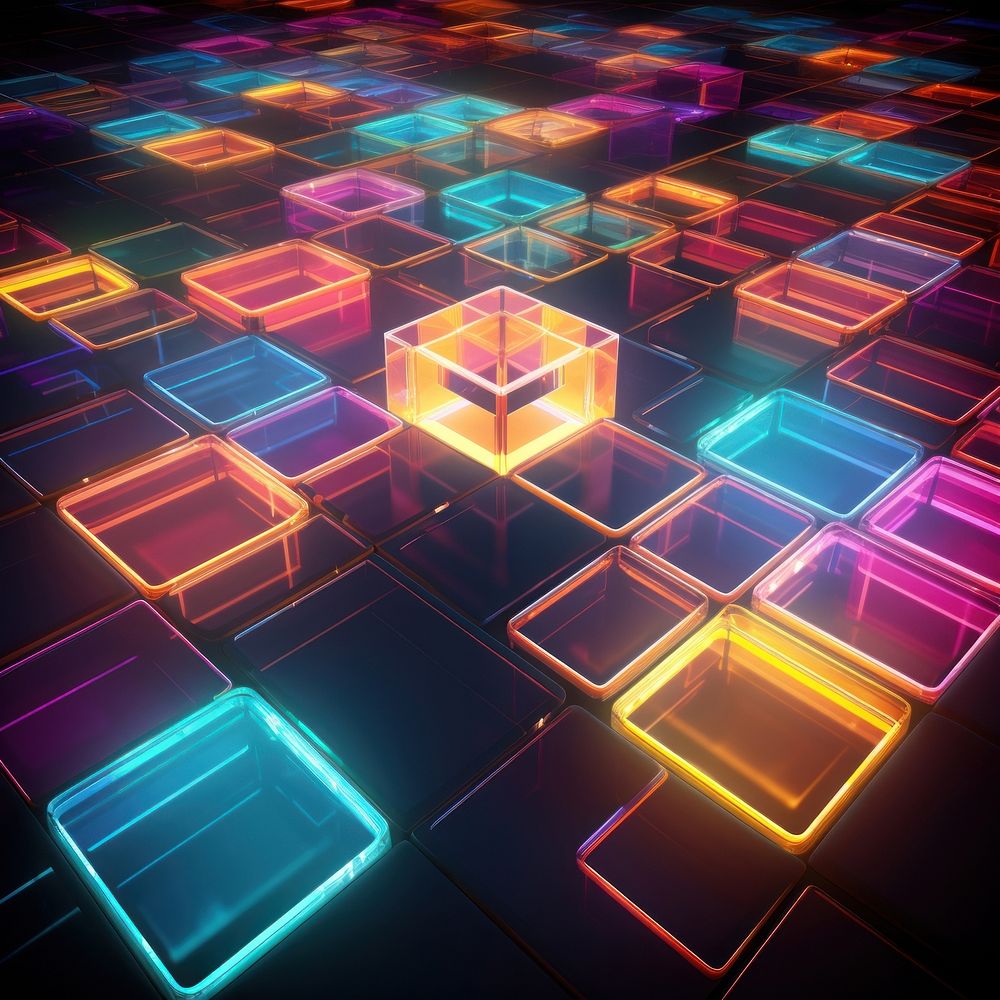 Glowing geometric square shapes glowing | Premium Photo Illustration ...
