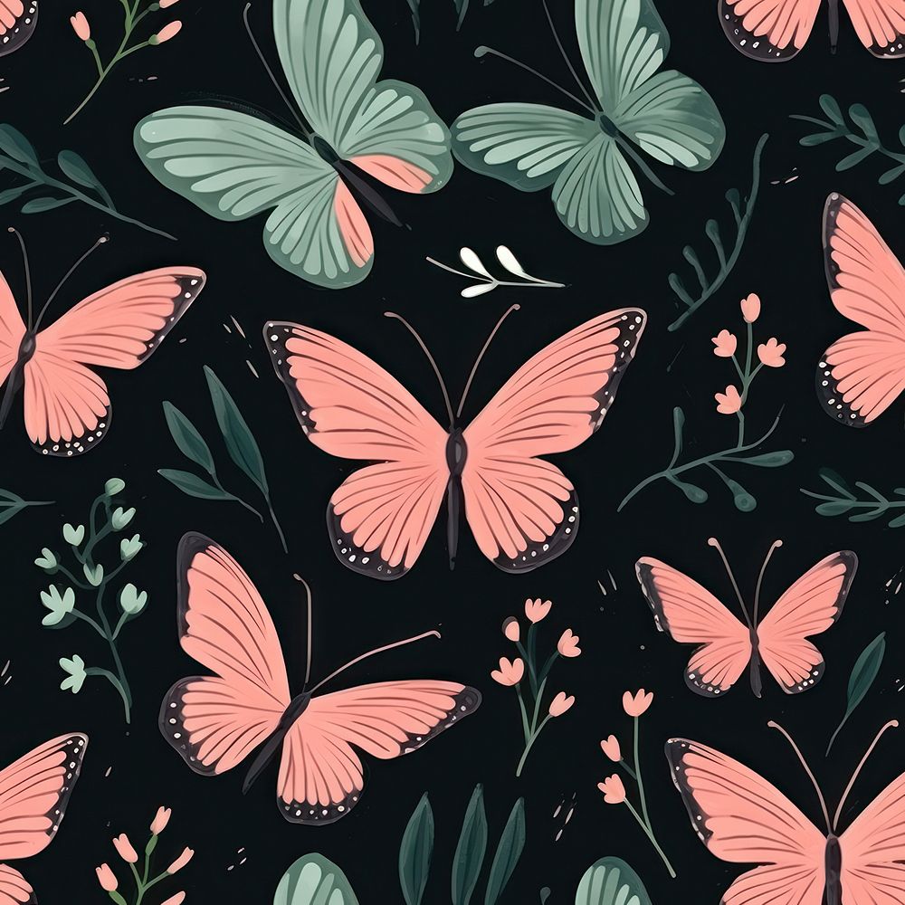 Pink butterfly pattern backgrounds insect. | Premium Photo Illustration ...