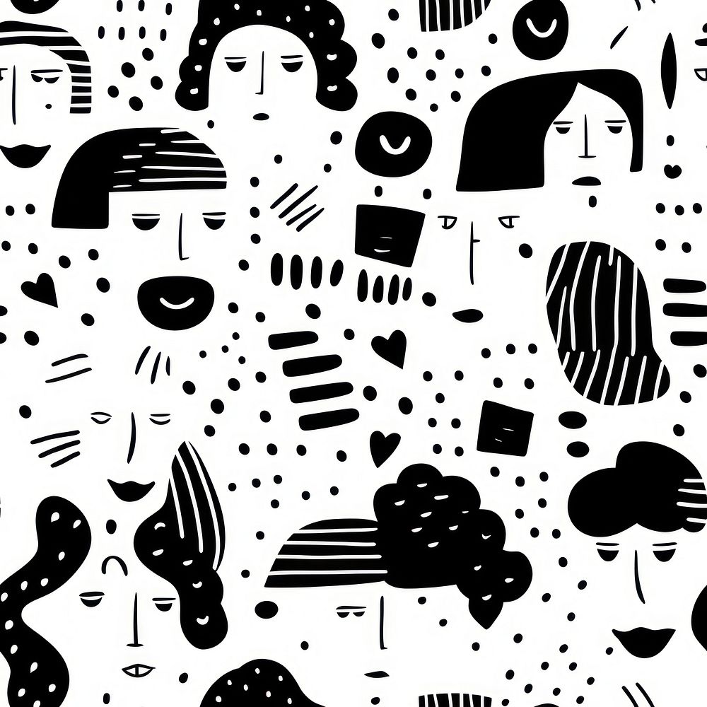 People face pattern drawing sketch. | Free Photo Illustration - rawpixel