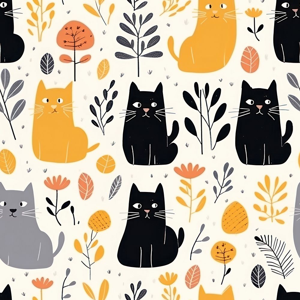 Cat pattern animal mammal. AI | Premium Photo Illustration - rawpixel