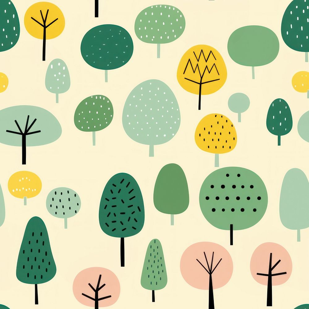 Cute tree pattern green tranquility. | Free Photo Illustration - rawpixel
