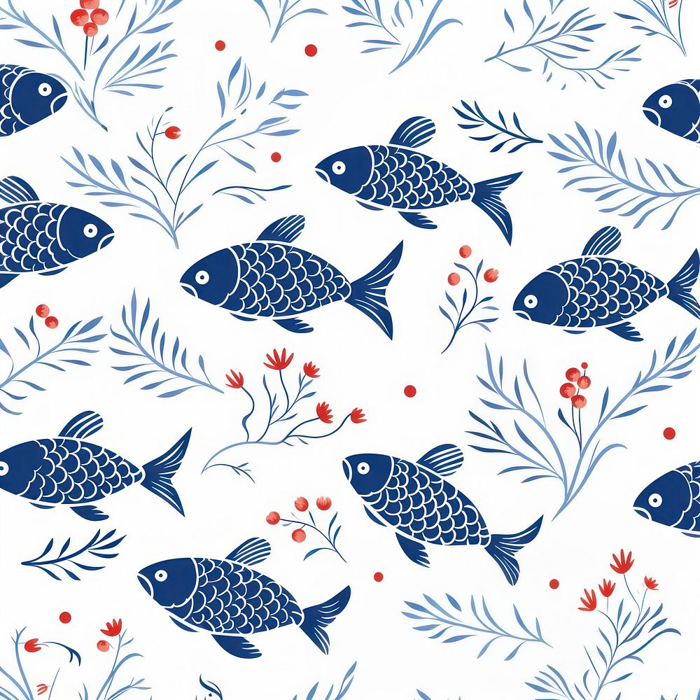 Fish chinese blue pattern backgrounds | Free Photo Illustration - rawpixel