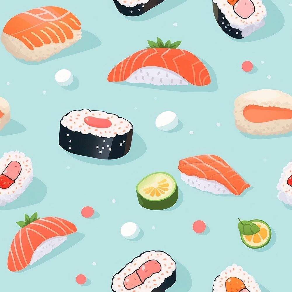 Sushi backgrounds pattern food. AI | Free Photo Illustration - rawpixel