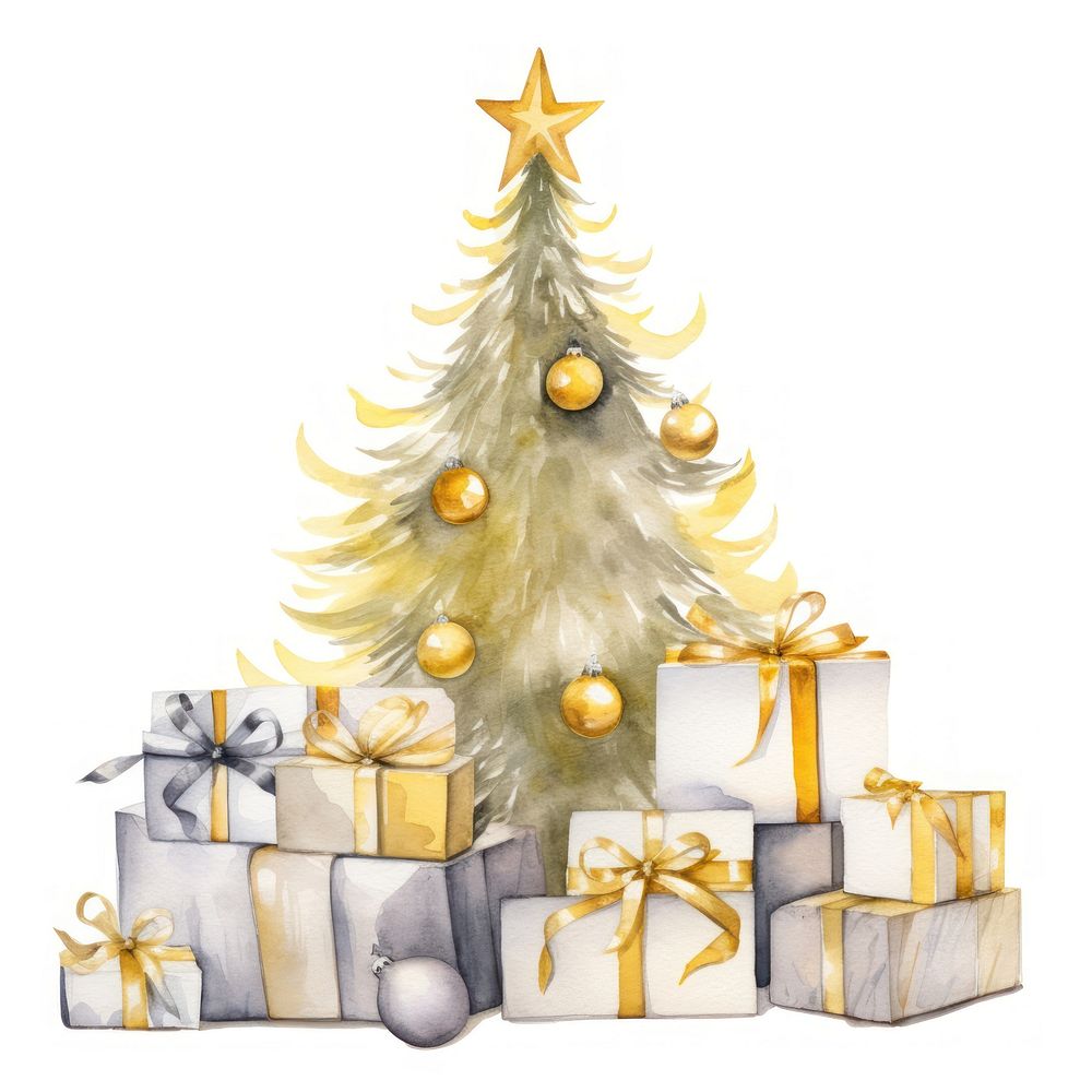 Christmas tree and presents cartoon | Free Photo Illustration - rawpixel