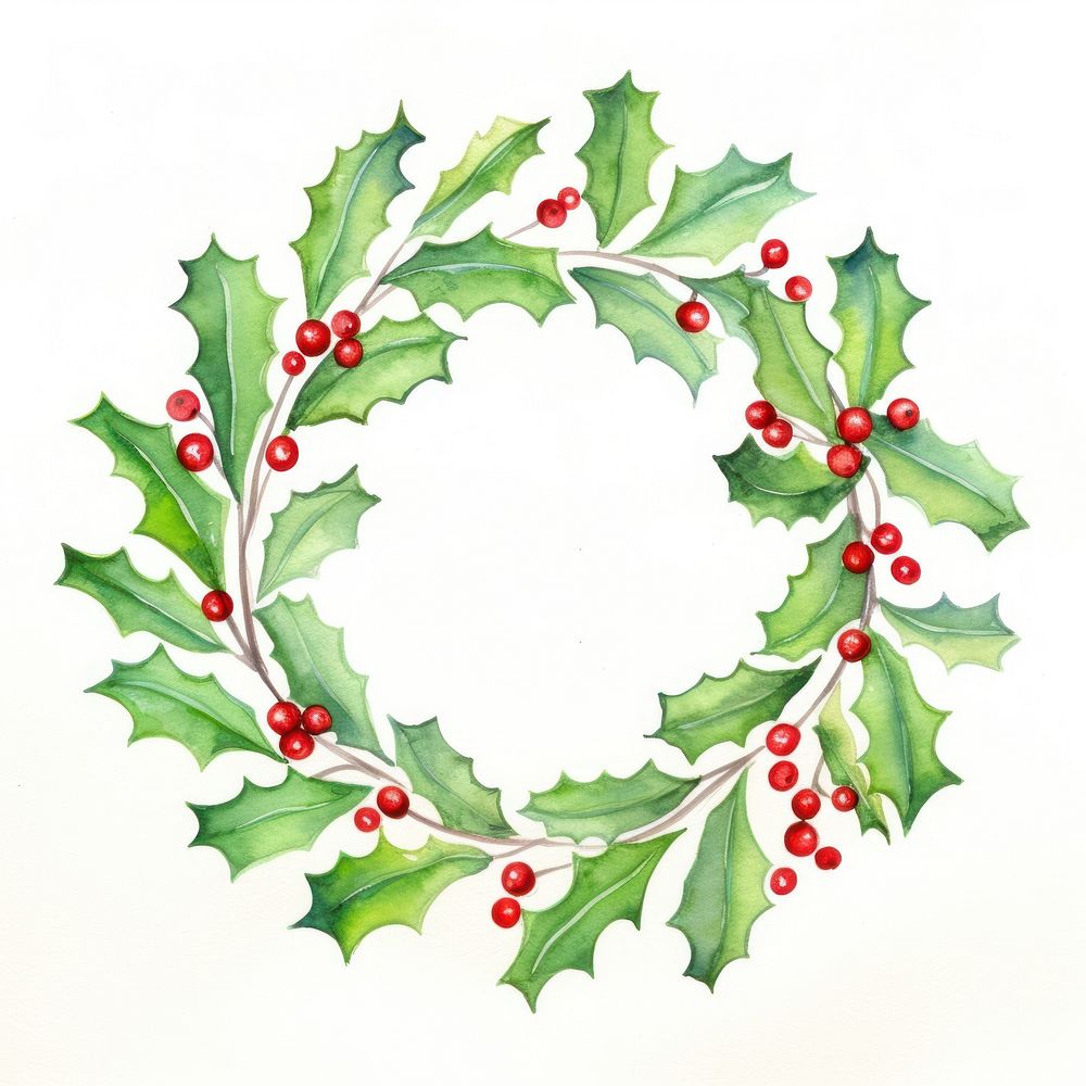 Christmas holly wreath pattern plant | Premium Photo Illustration ...
