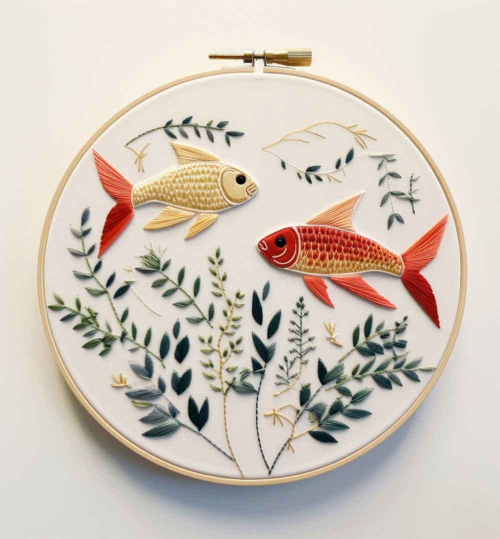 Embroidery animal fish pattern. | Premium Photo - rawpixel