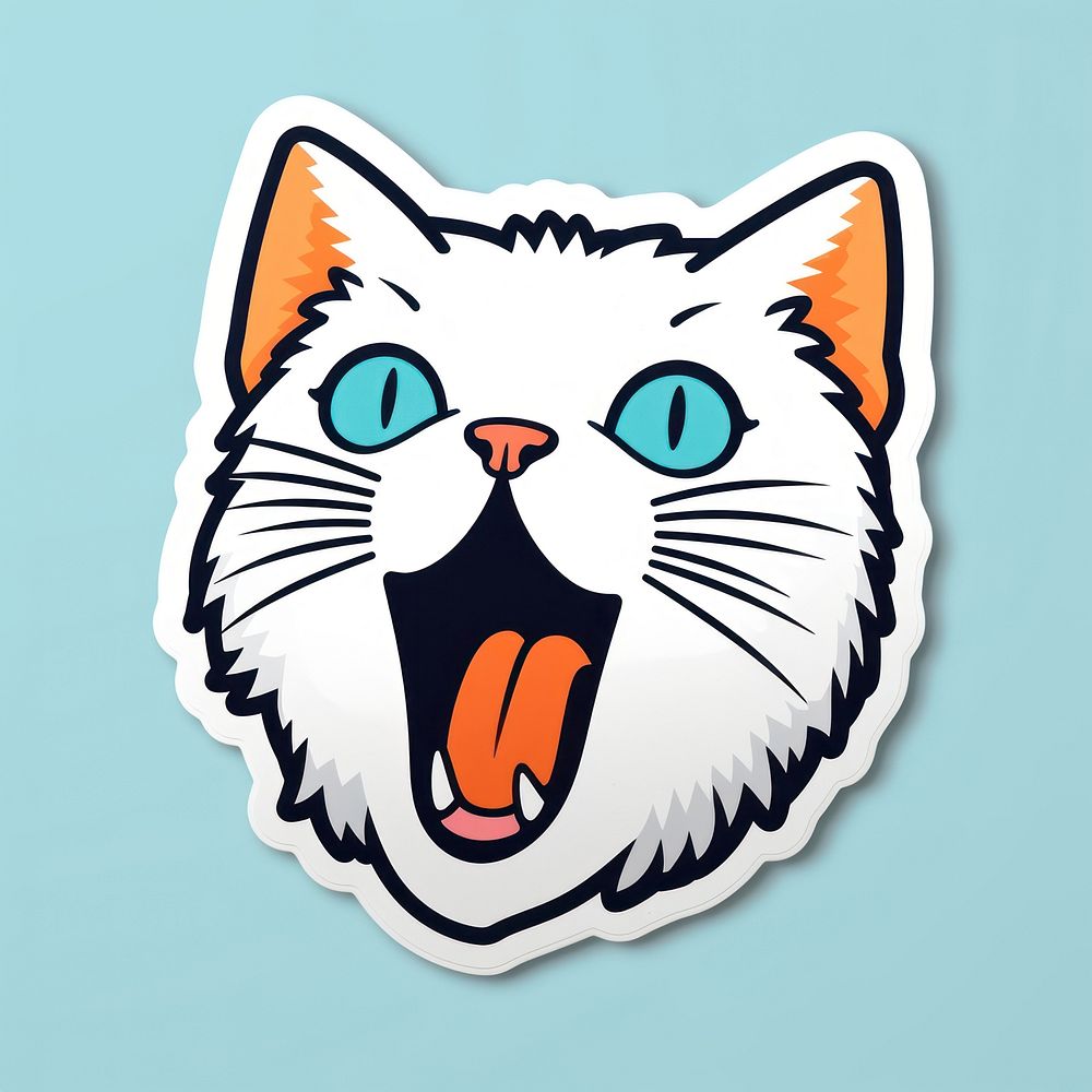 Funny cat yawning sticker animal | Free Photo Illustration - rawpixel