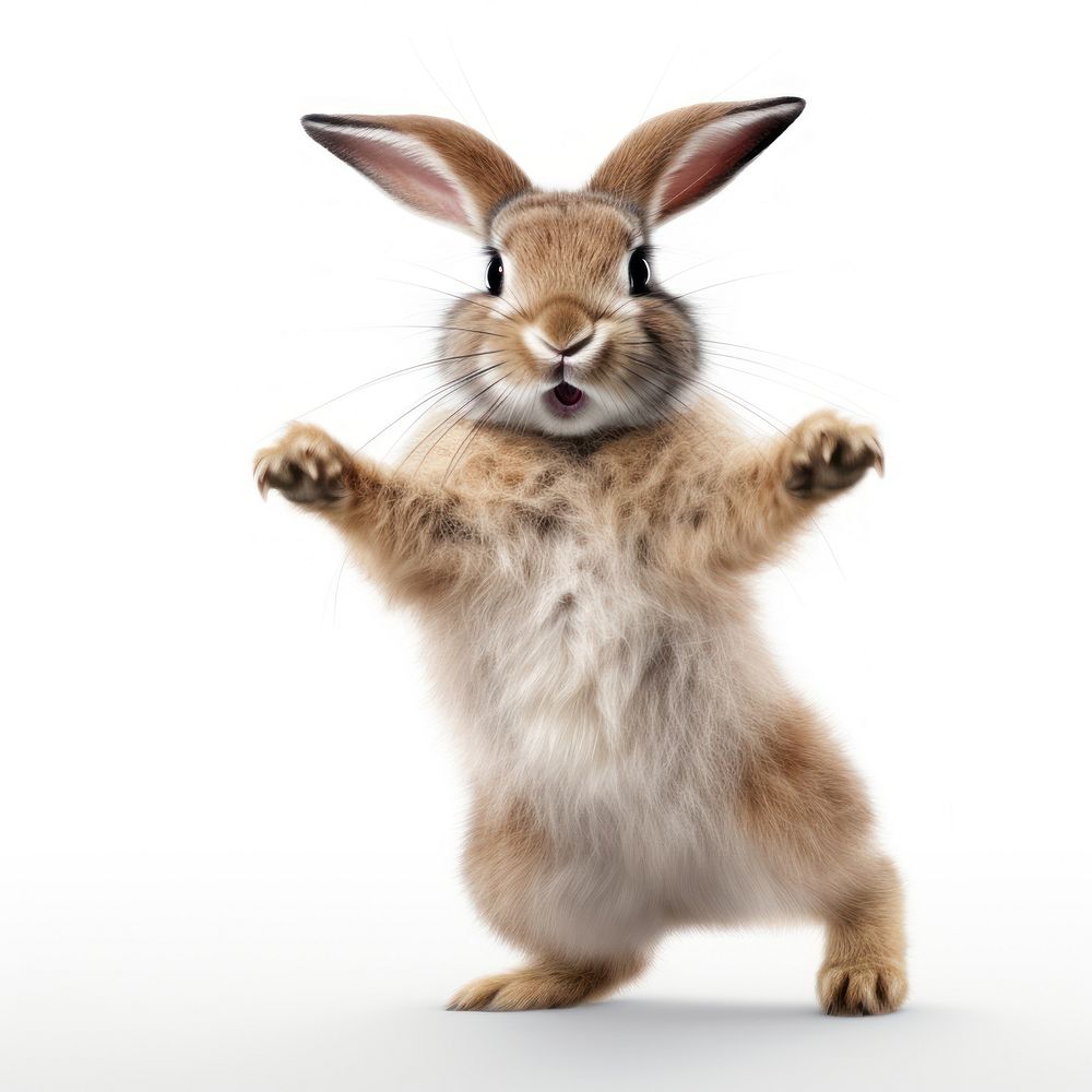 Happy smiling dancing rabbit mammal | Free Photo - rawpixel