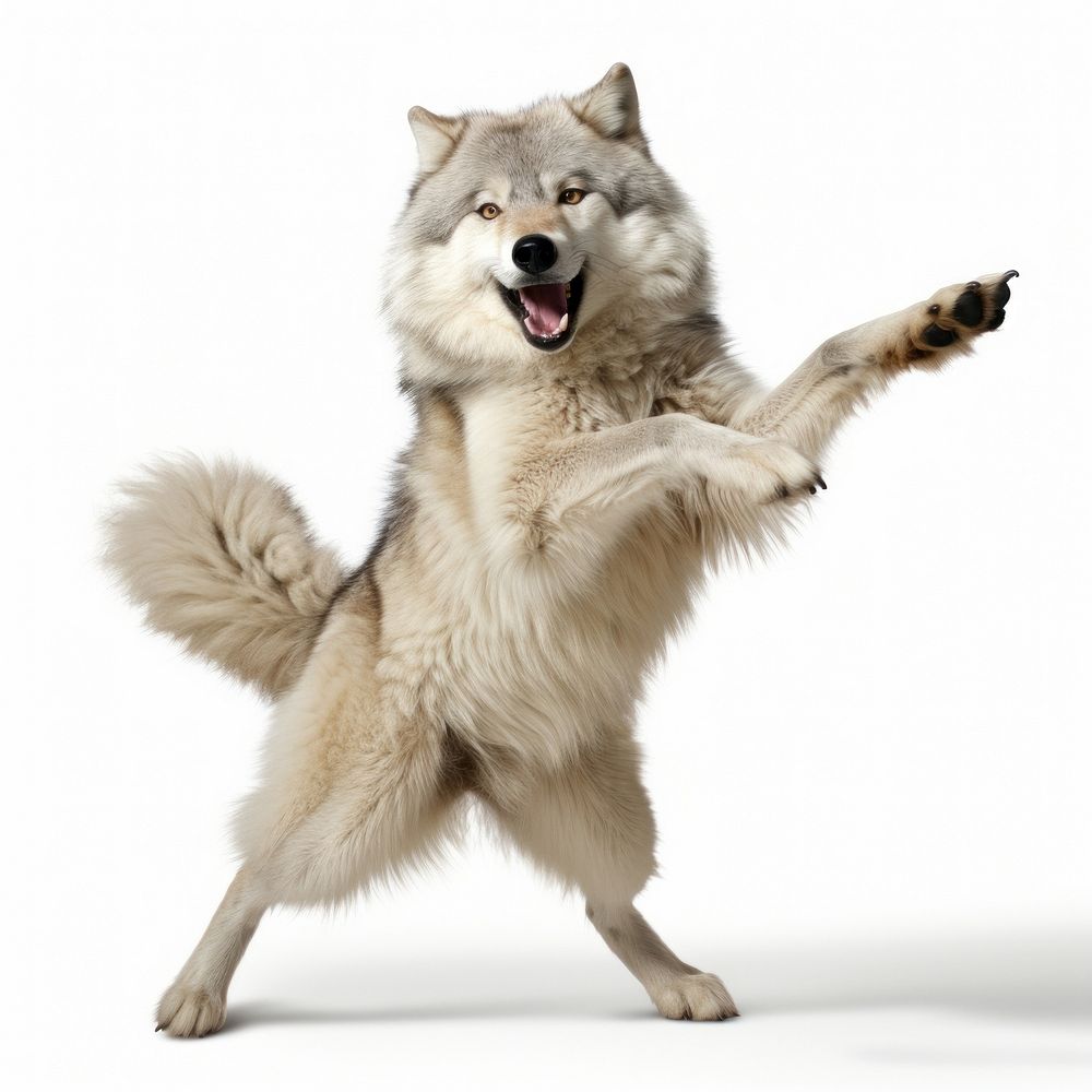 Happy smiling dancing wolf mammal | Premium Photo - rawpixel