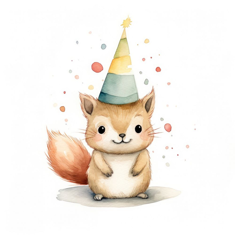 Squirrel wearing party hat animal | Free Photo Illustration - rawpixel