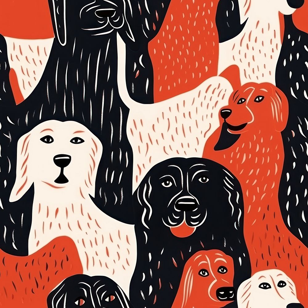 Dog illustrated pattern drawing. | Premium Photo Illustration - rawpixel
