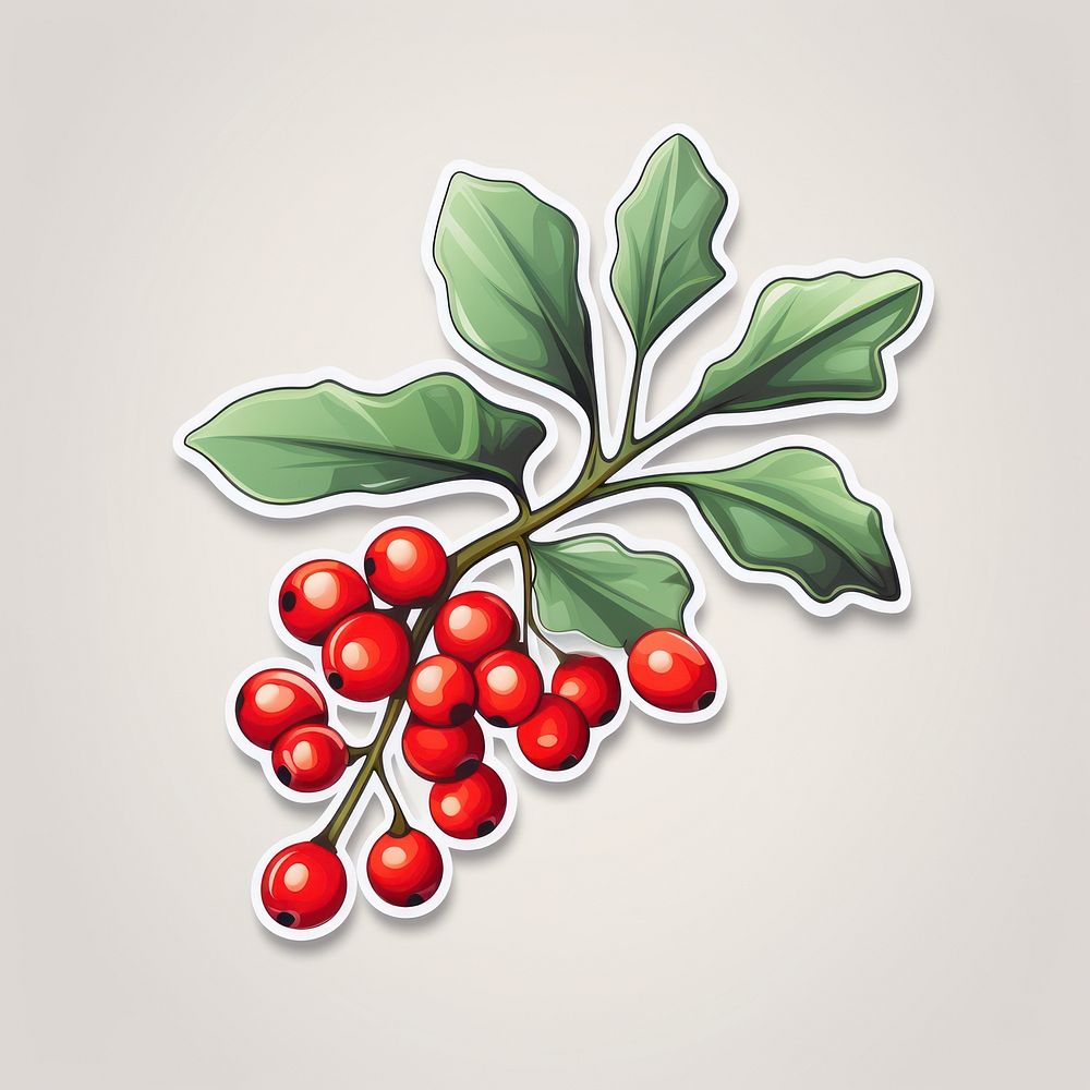 Cute mistletoe cherry plant fruit. | Free Photo Illustration - rawpixel