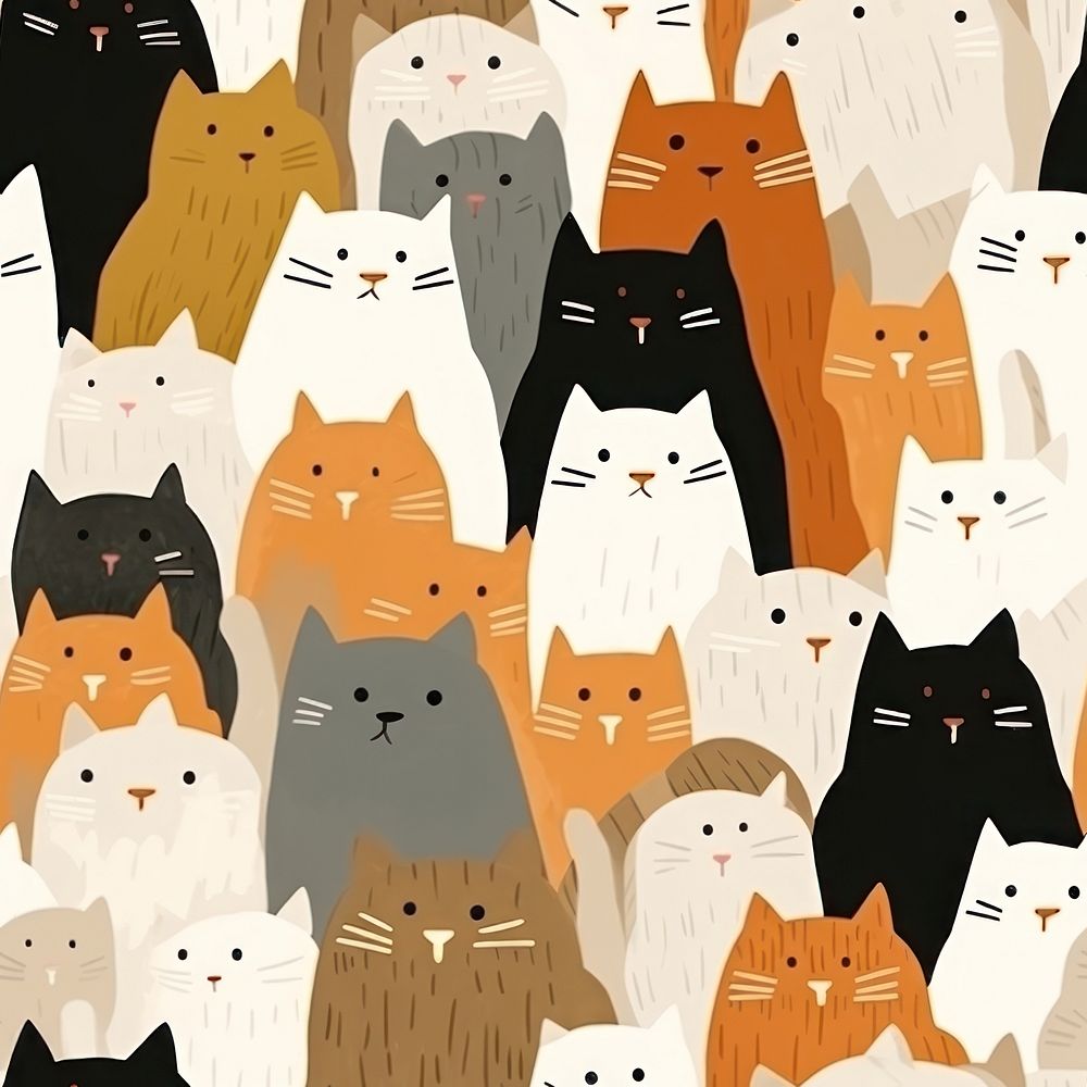 Cats pattern mammal animal | Free Photo Illustration - rawpixel