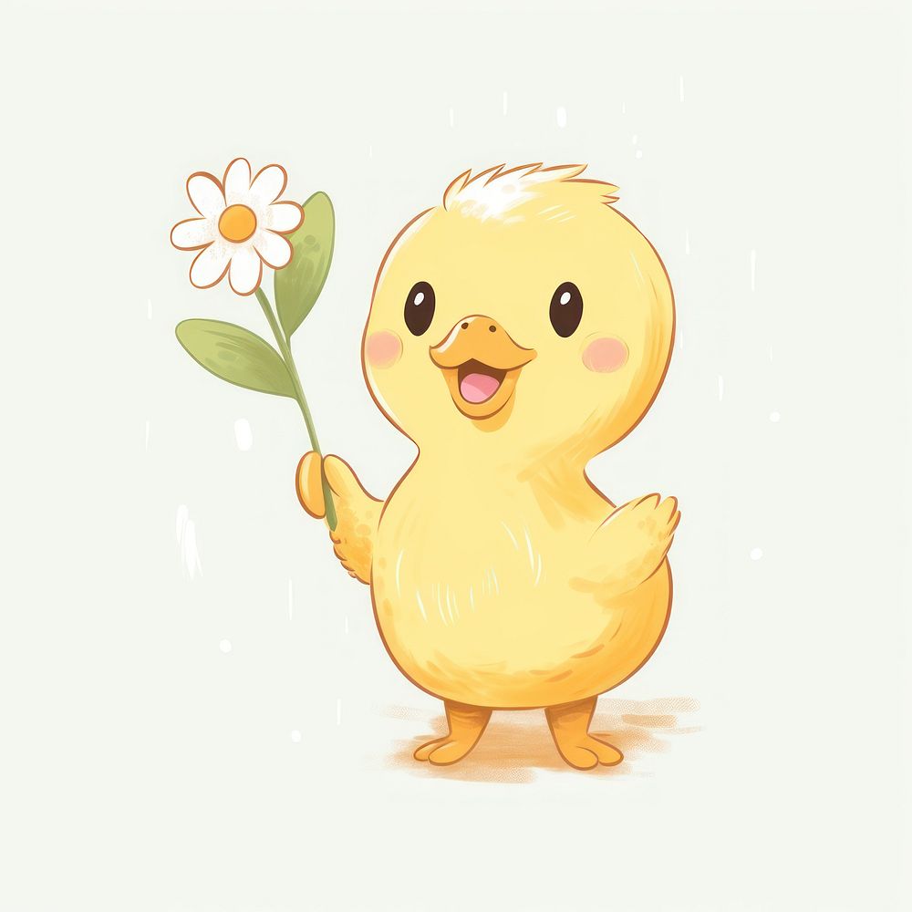 Duck holding flower poultry animal | Free Photo Illustration - rawpixel