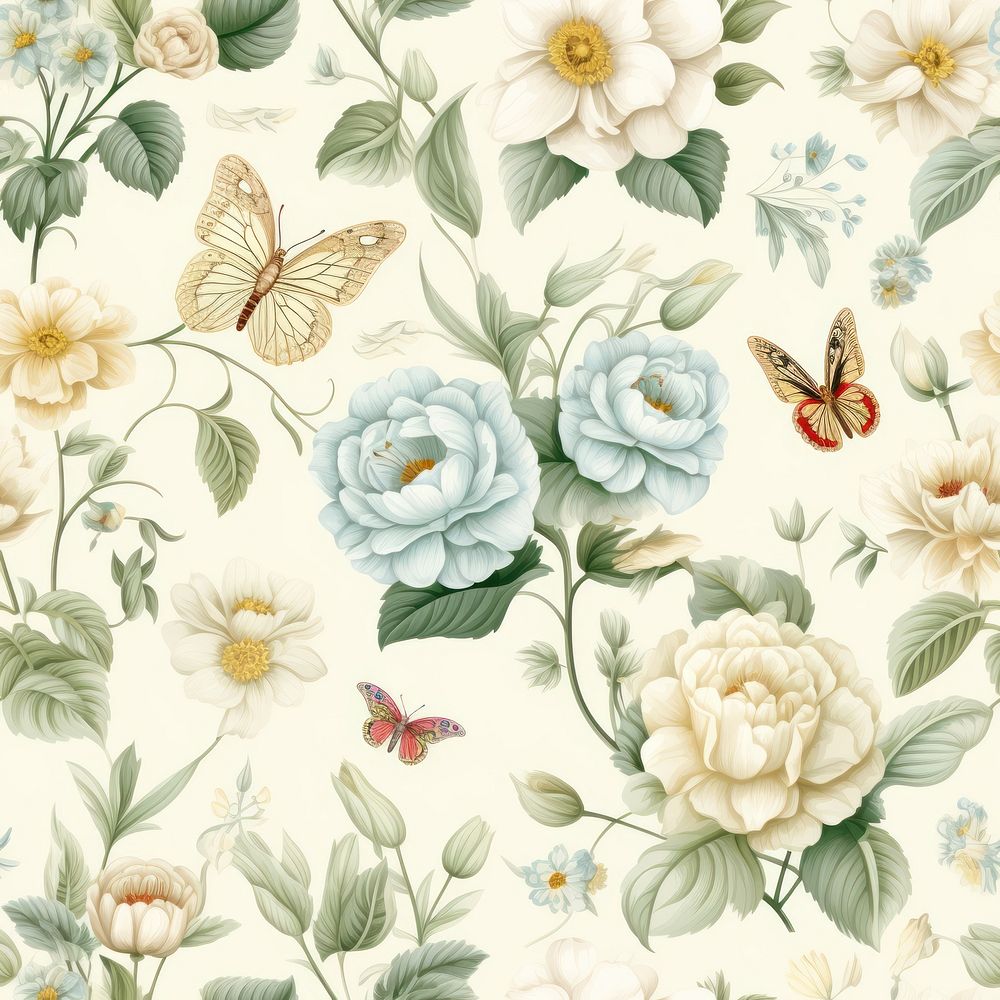 Floral wallpaper flower pattern plant. | Free Photo Illustration - rawpixel