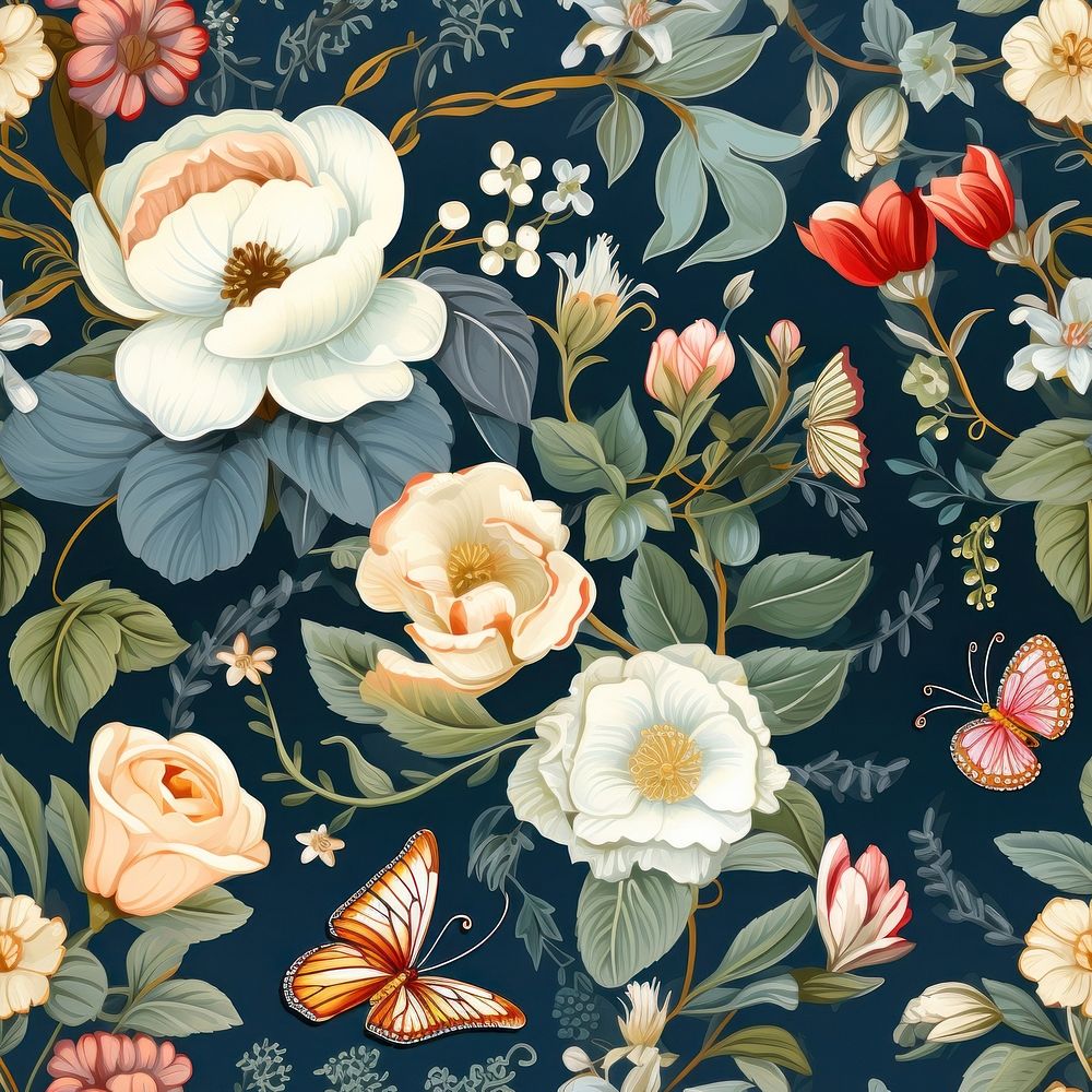 Floral wallpaper flower pattern plant. | Premium Photo Illustration ...