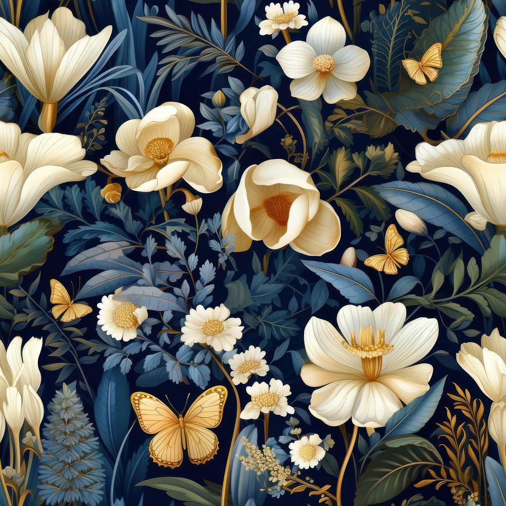 Floral wallpaper flower pattern plant. | Premium Photo Illustration ...