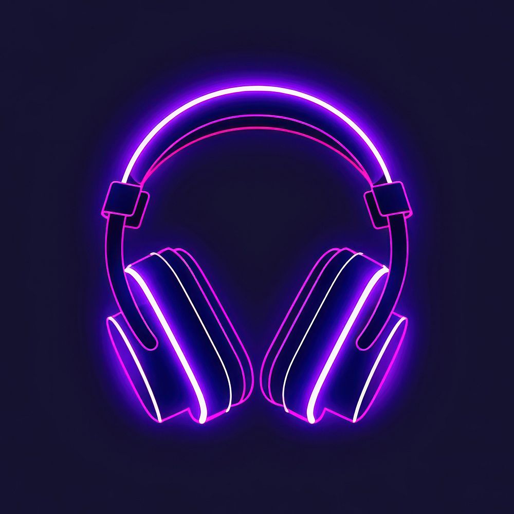 Headphones icon purple neon light. | Free Photo Illustration - rawpixel