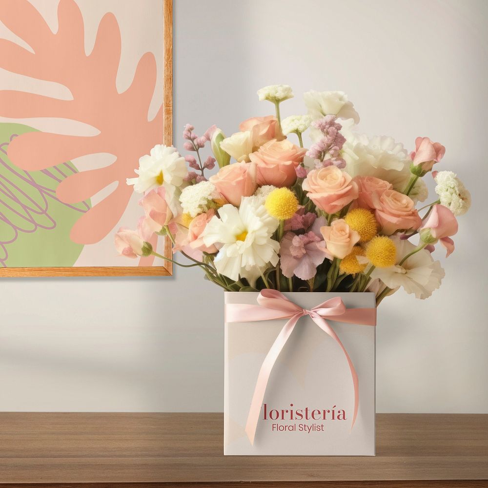 Flower bouquet mockup, business psd | Premium PSD Mockup - rawpixel