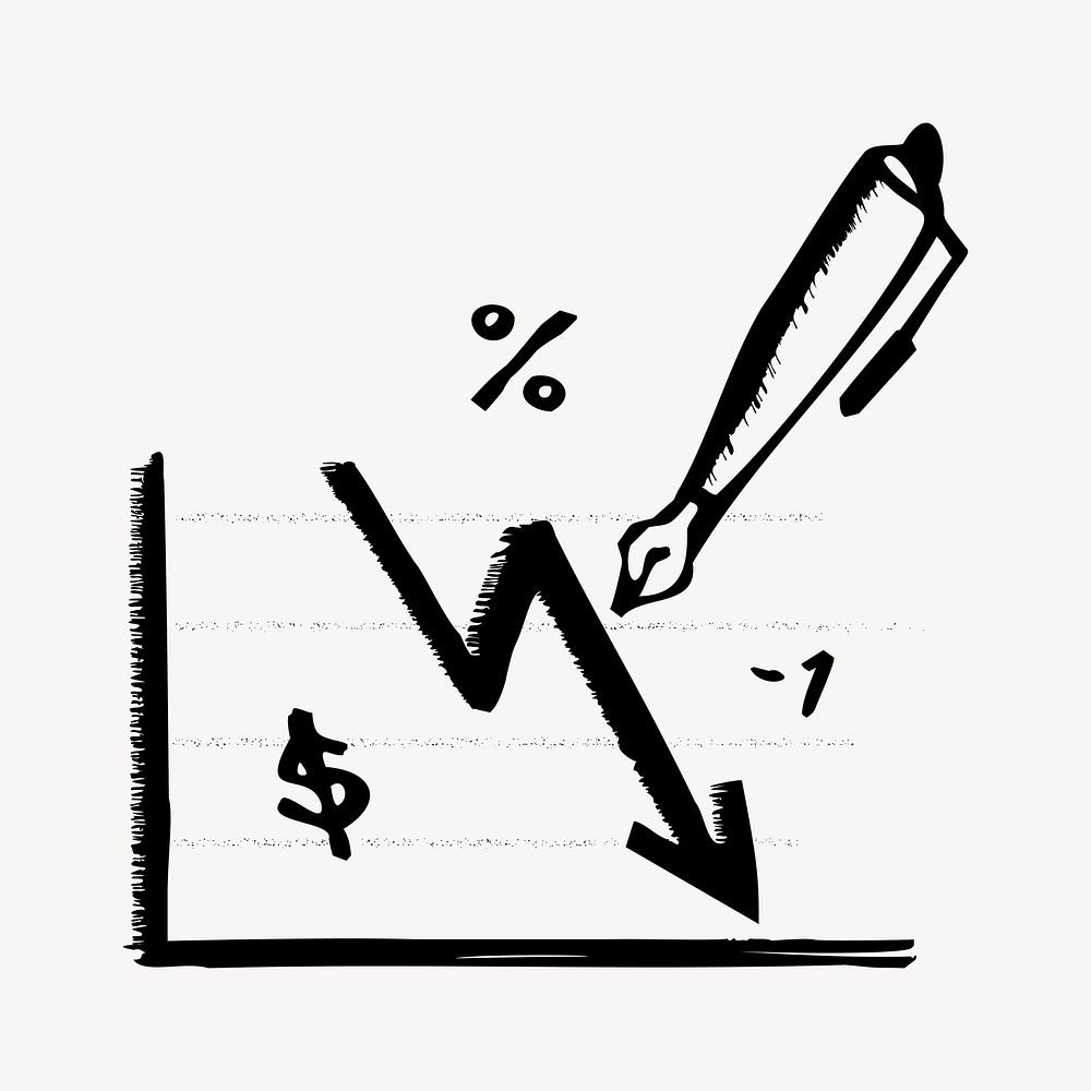 Downward arrow business graph doodle | Premium Vector - rawpixel
