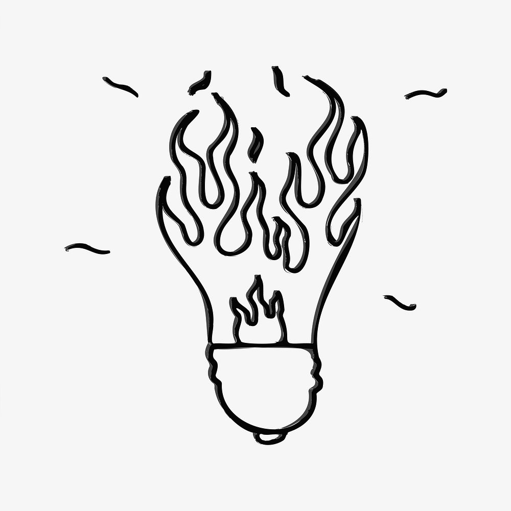 Light bulb fire doodle, illustration | Free Vector - rawpixel