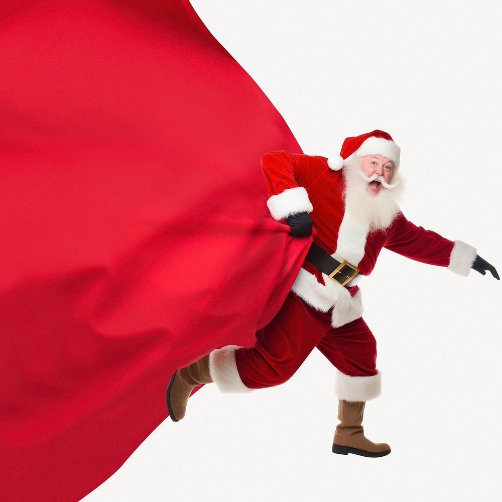 Santa Claus pulling red screen | Free Photo - rawpixel