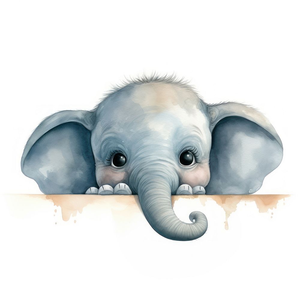 Peeking Elephant elephant wildlife drawing | Free Photo Illustration ...
