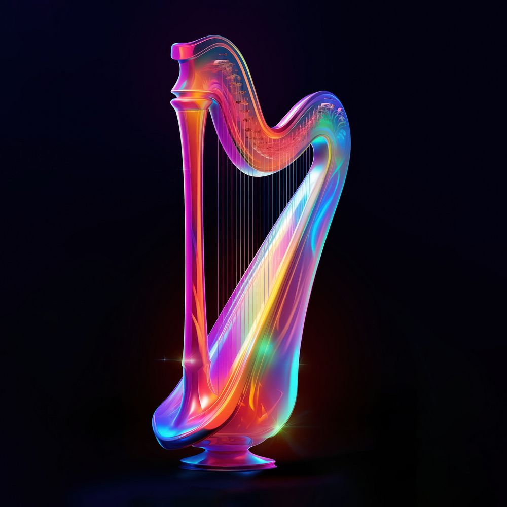 Harp harp illuminated performance. AI | Free Photo Illustration - rawpixel