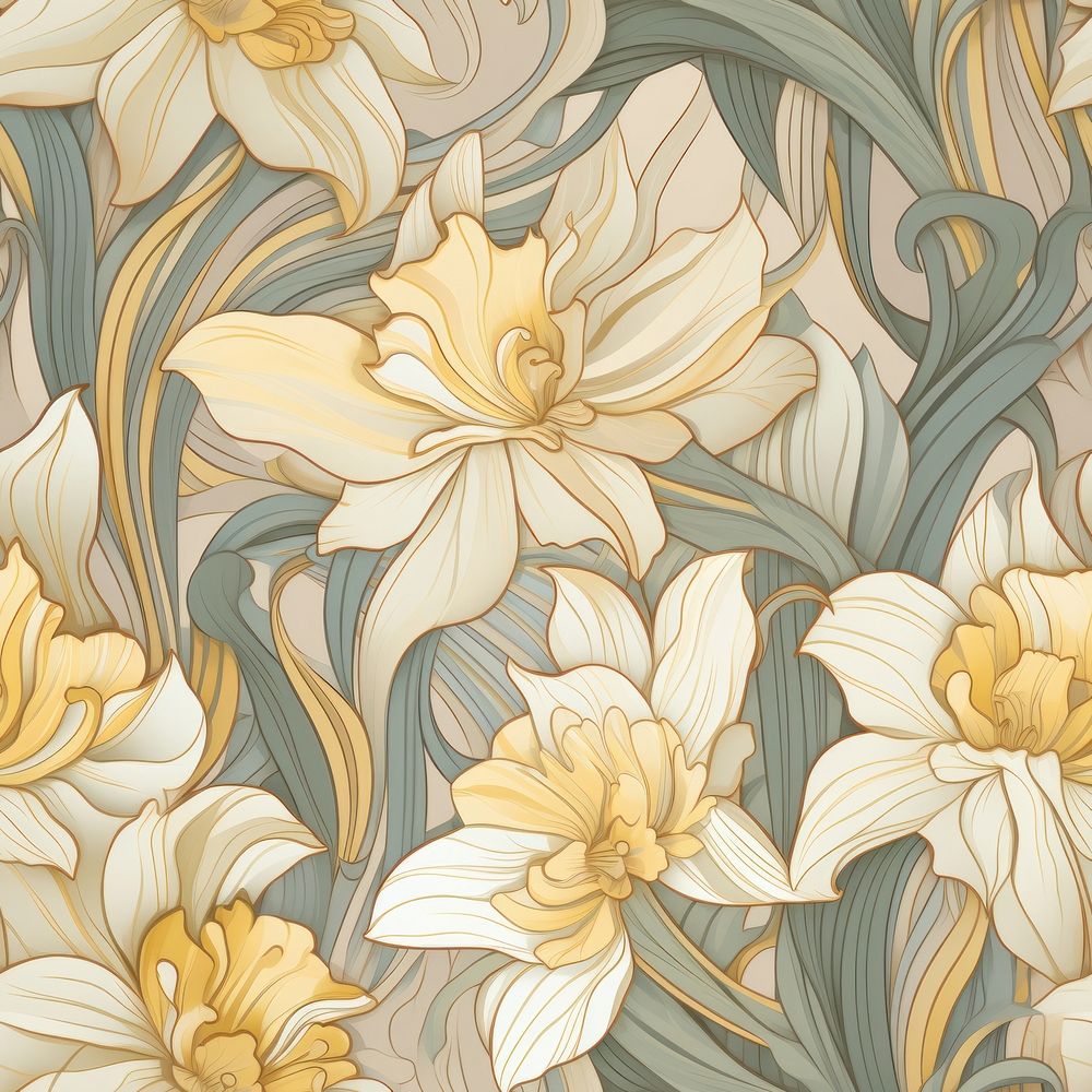 Daffodil flower wallpaper pattern flower. | Premium Photo Illustration ...