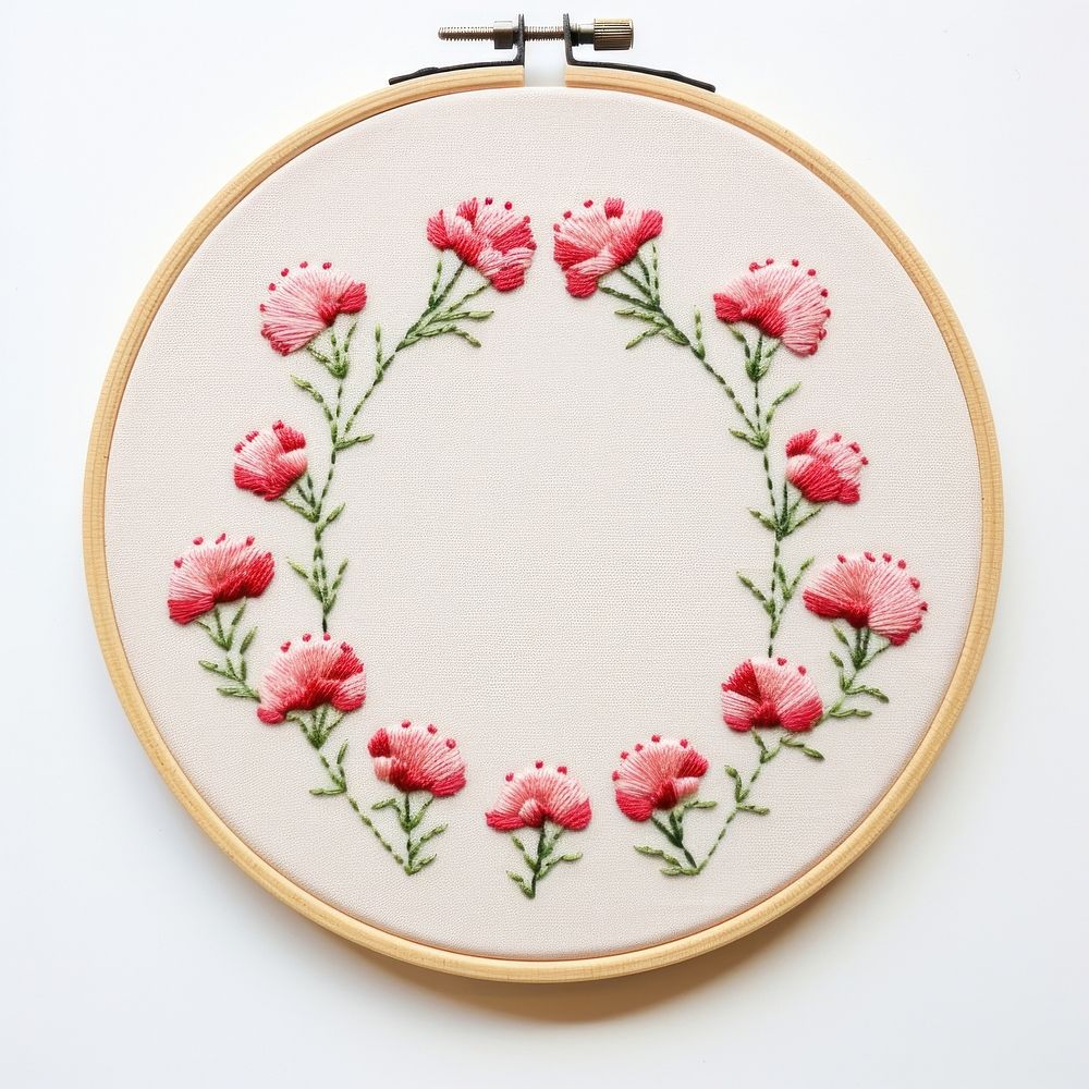 Carnation circle border embroidery pattern | Free Photo - rawpixel