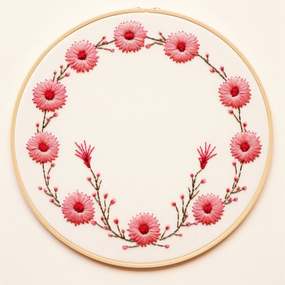 Carnation circle border embroidery pattern | Premium Photo - rawpixel