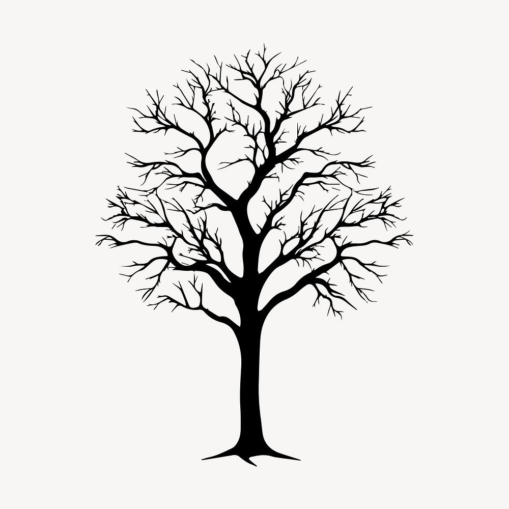 Wide tree silhouette drawing sketch. | Premium Photo Illustration ...