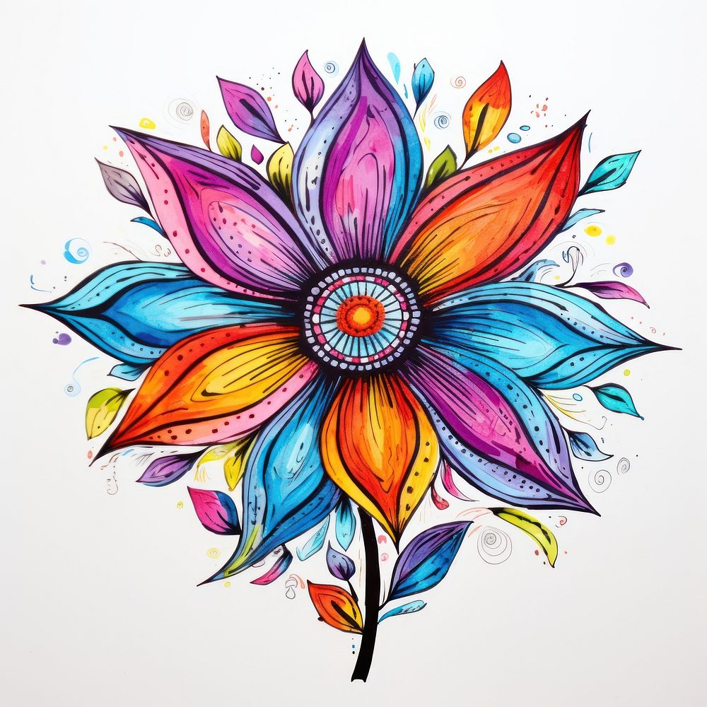 Flower drawing pattern sketch. AI | Premium Photo Illustration - rawpixel