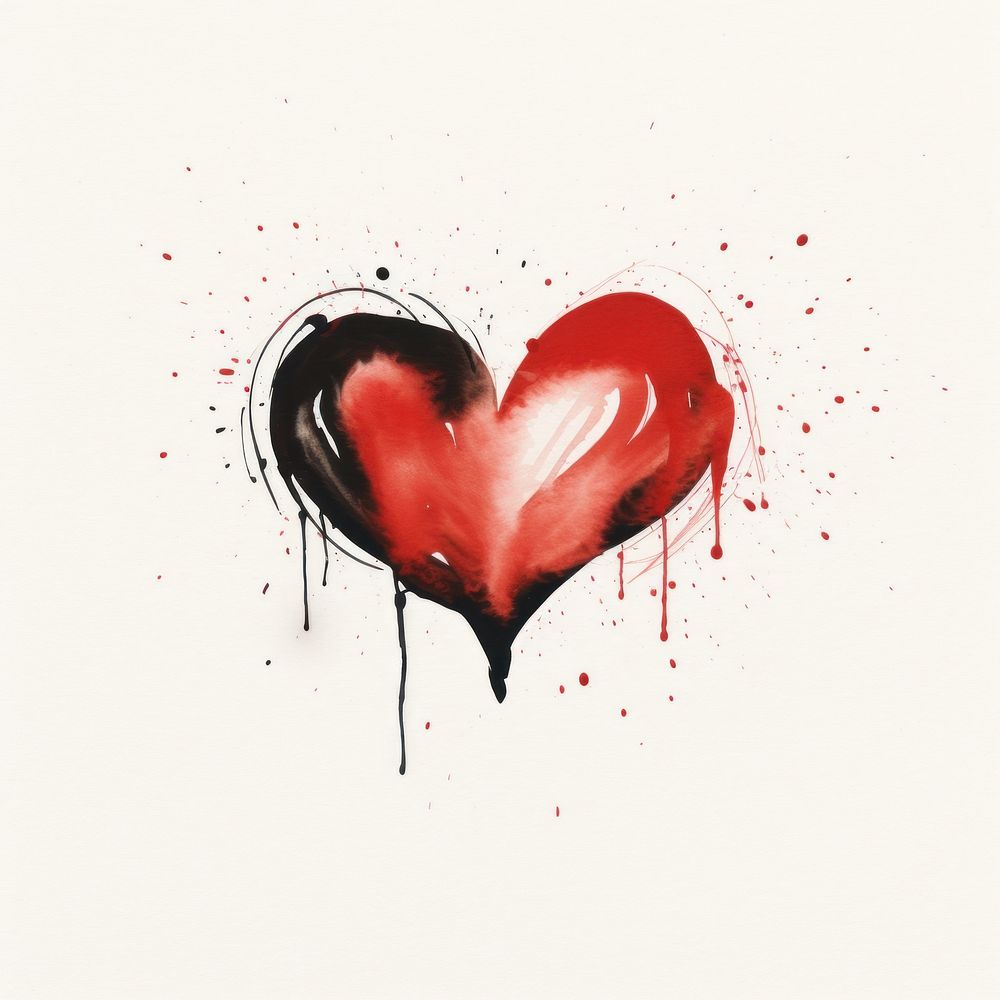 Heart drawing calligraphy splattered. | Premium Photo Illustration ...