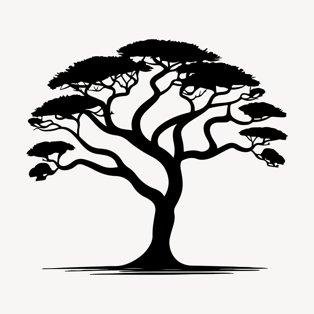 African tree silhouette drawing sketch. | Premium Photo Illustration ...