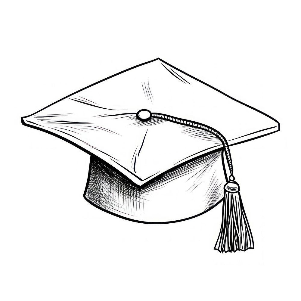 Graduation hat sketch drawing white. | Free Photo Illustration - rawpixel