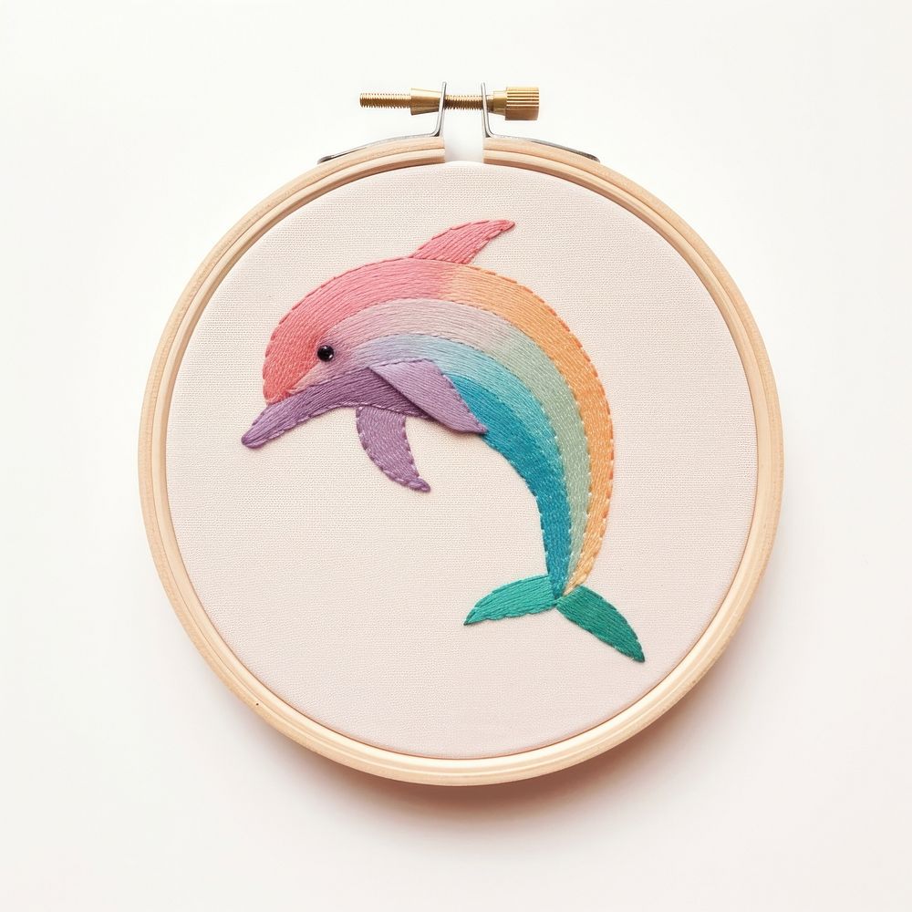 Dolphin embroidery dolphin pattern. | Free Photo - rawpixel
