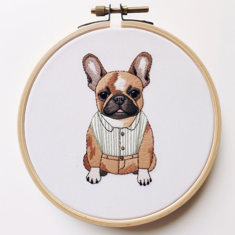 French Bulldog embroidery bulldog pattern. | Free Photo - rawpixel