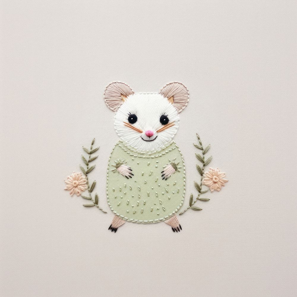 Possum embroidery pattern animal. AI | Free Photo - rawpixel