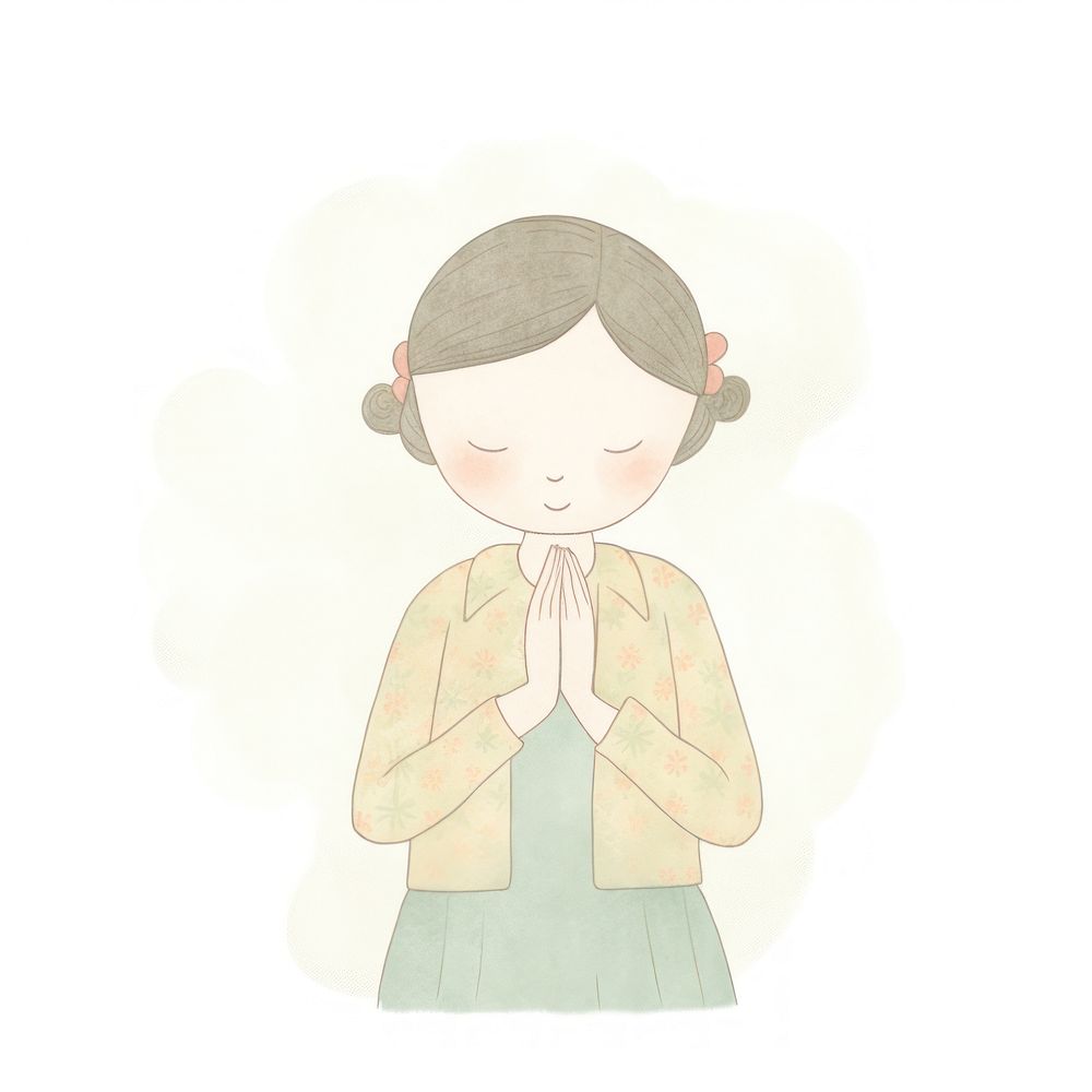 Girl praying portrait drawing sketch. | Free Photo Illustration - rawpixel