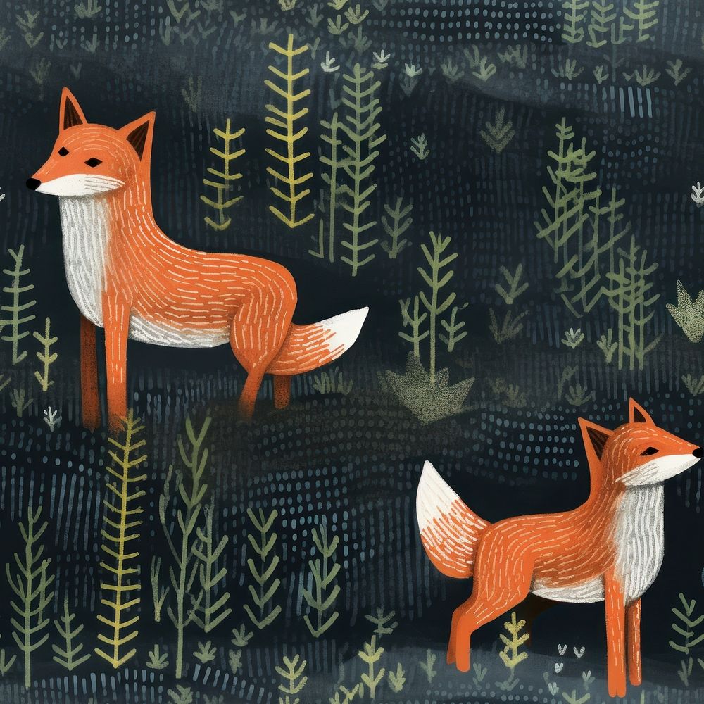 Fox pattern animal mammal art. | Free Photo Illustration - rawpixel