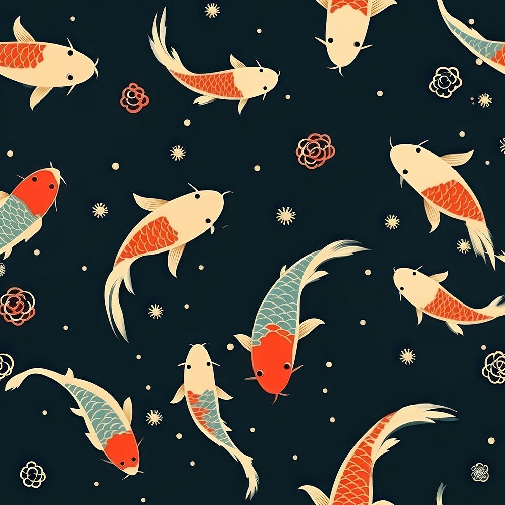 Koi fish backgrounds pattern animal. | Free Photo Illustration - rawpixel