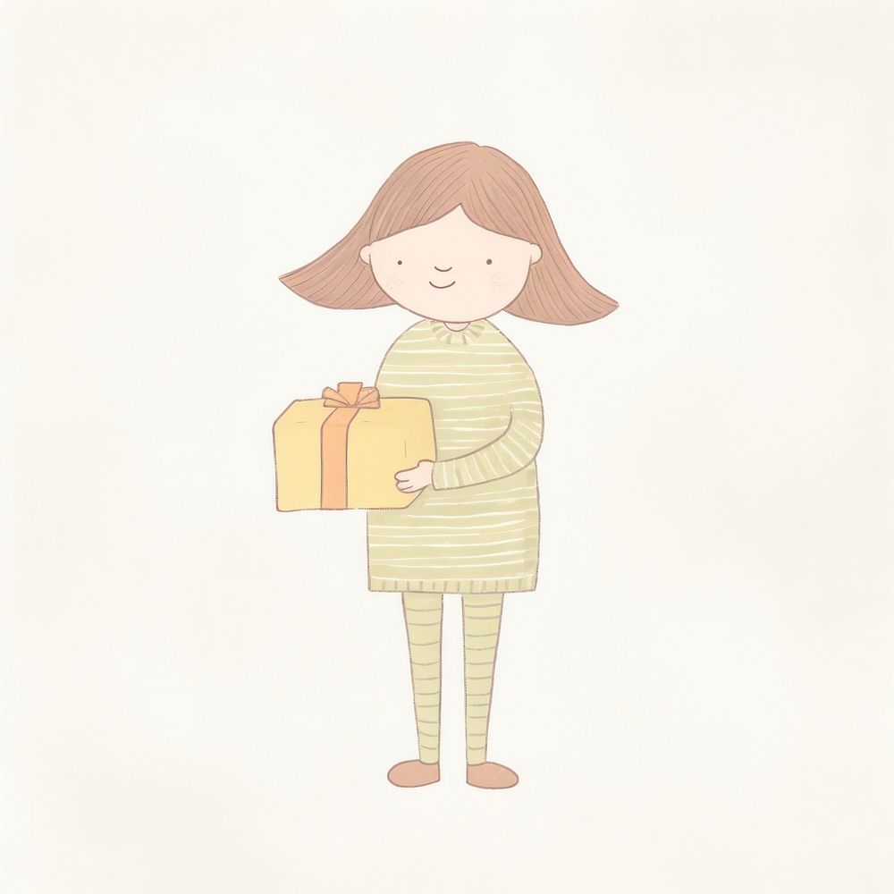 Girl character holding gift drawing | Premium Photo Illustration - rawpixel