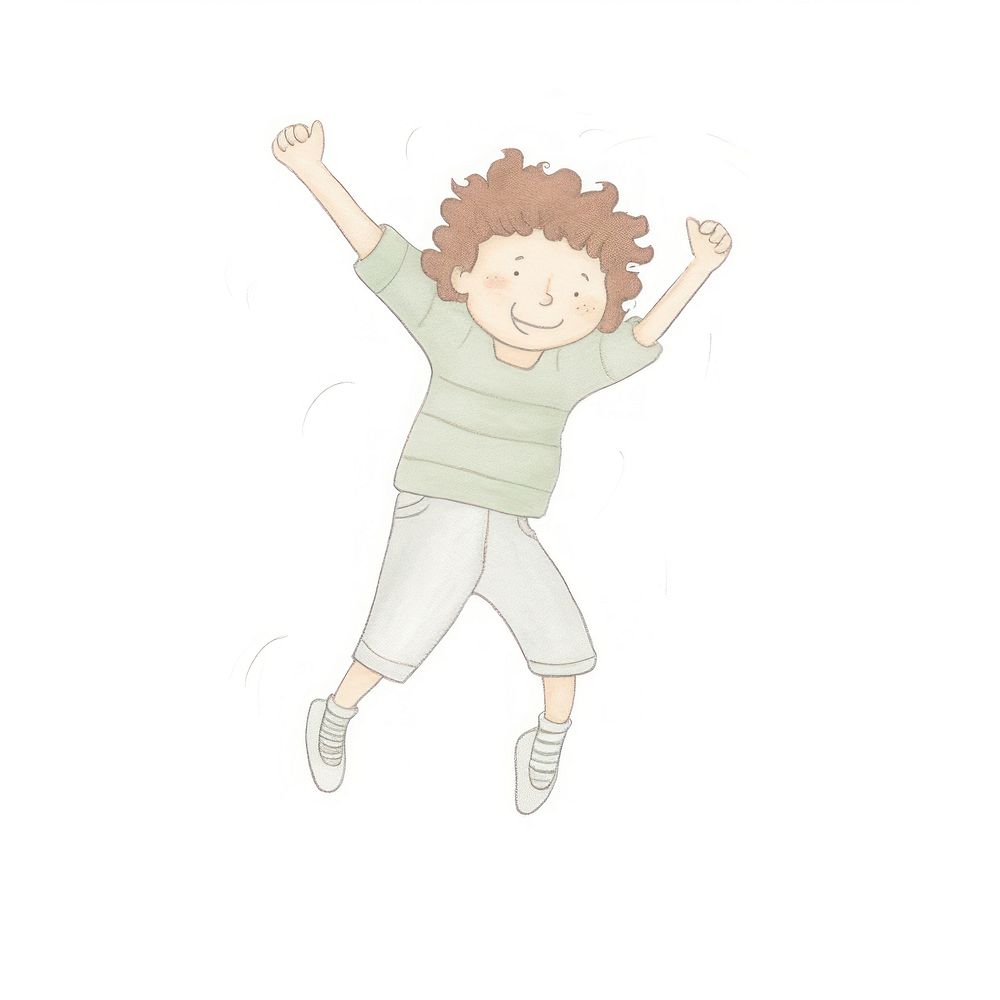 Boy character jumping cheerful drawing | Free Photo Illustration - rawpixel