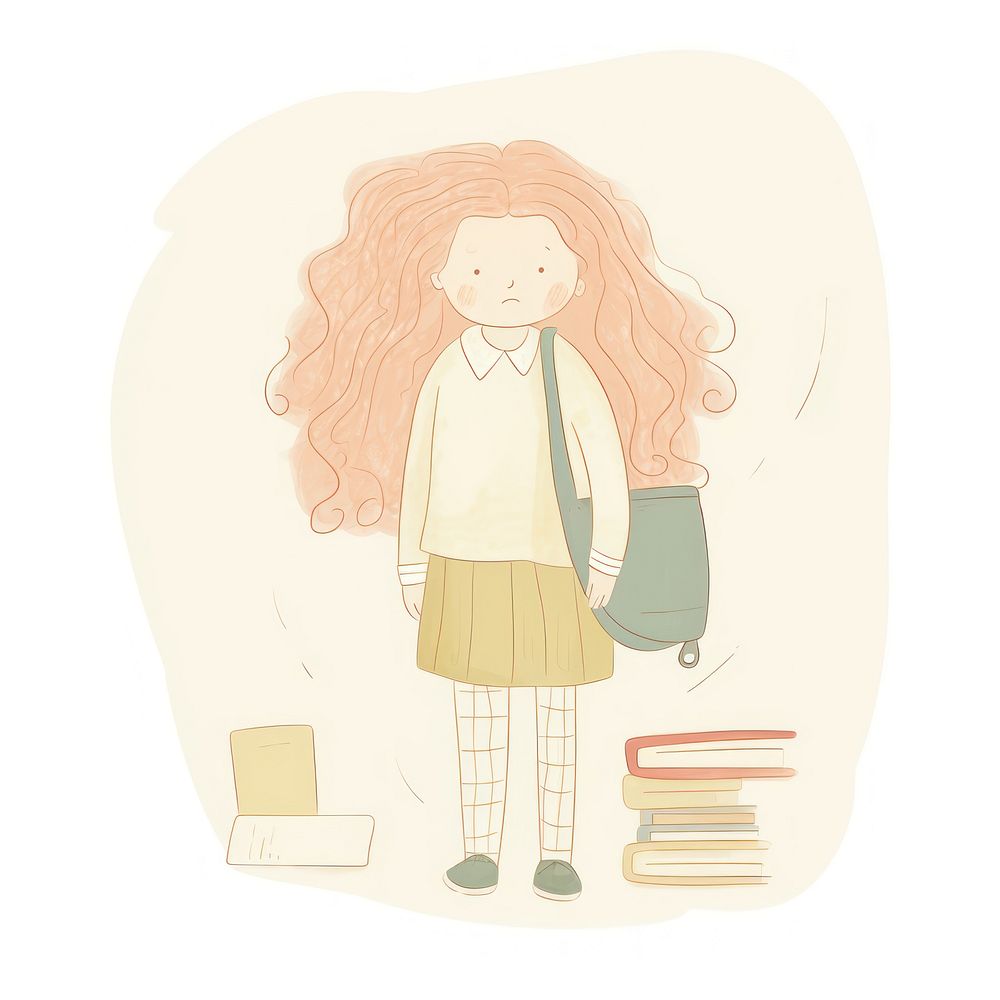 Girl character back school drawing | Free Photo Illustration - rawpixel