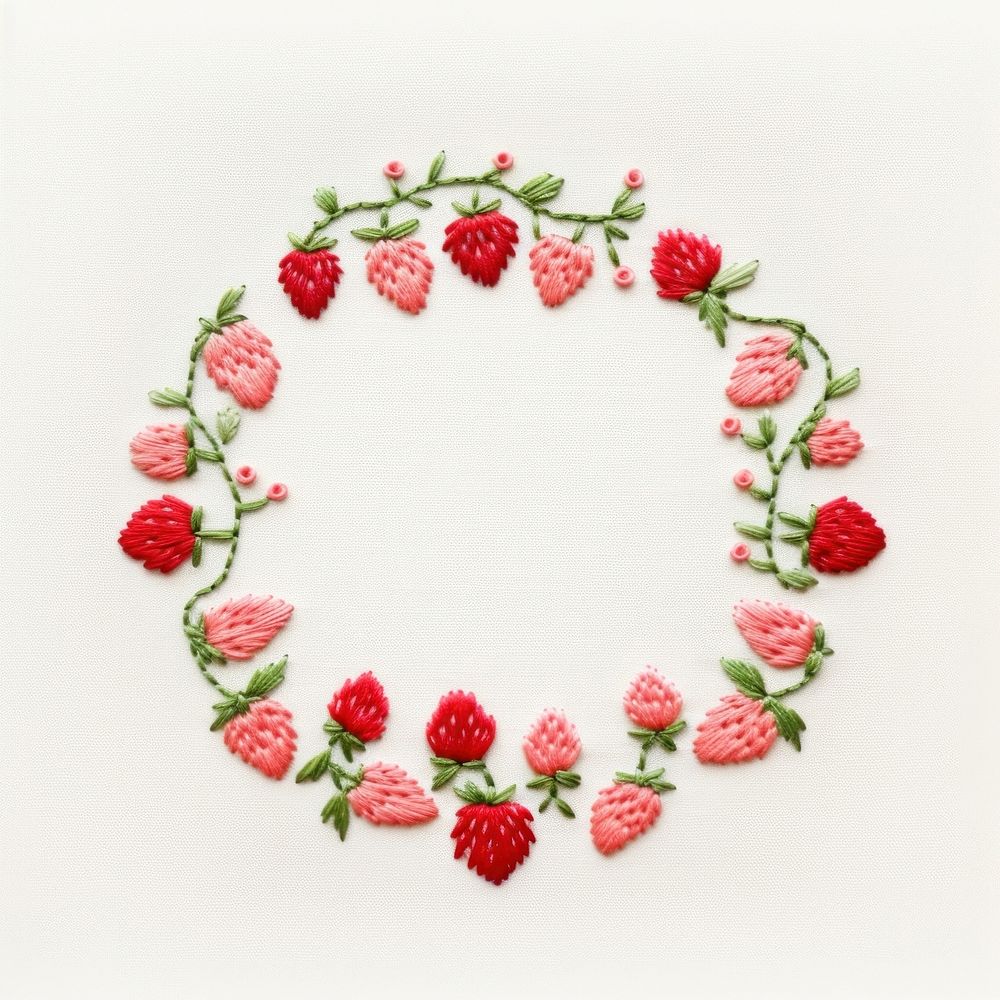 Little strawberry circle border embroidery | Free Photo - rawpixel